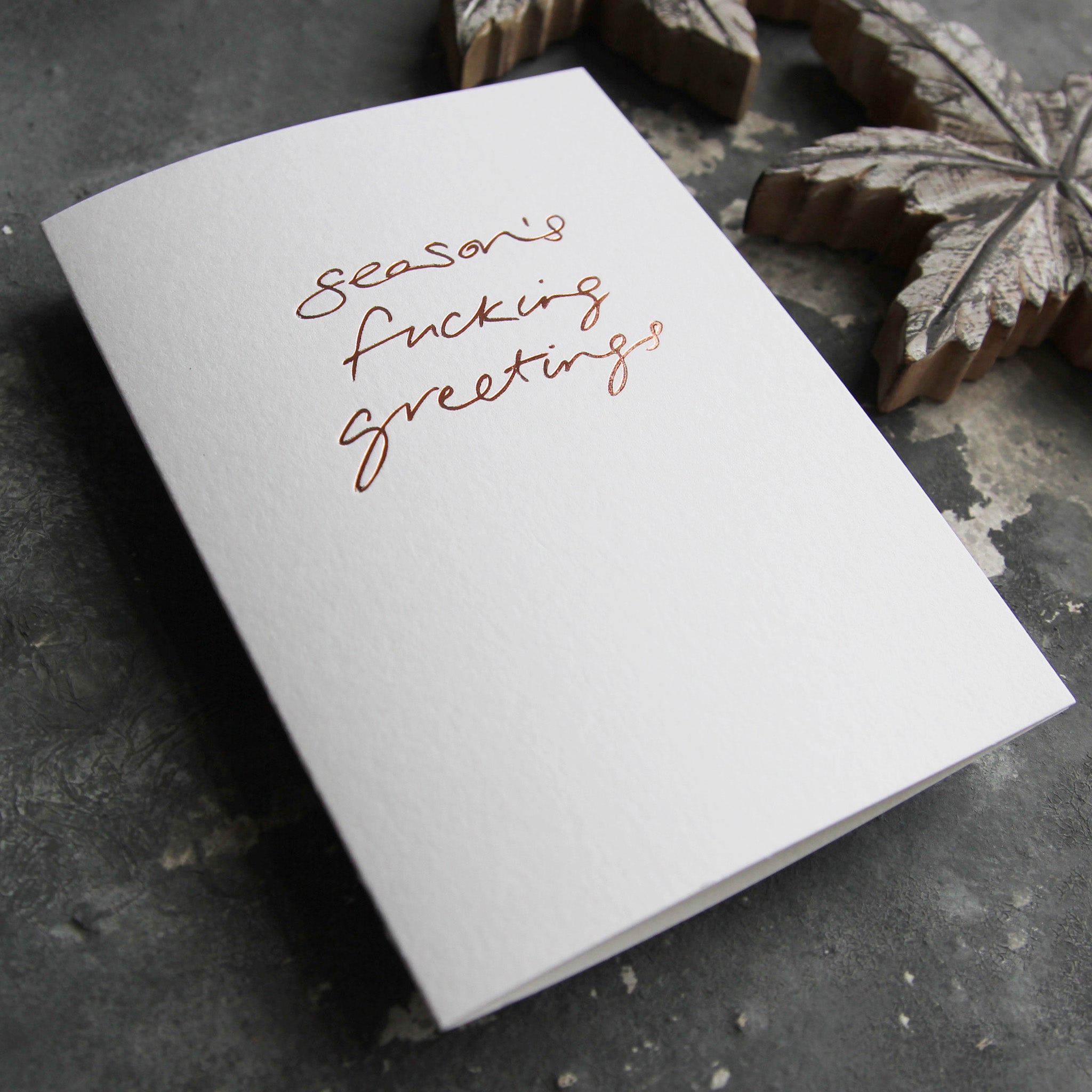 Season s Fucking Greetings Christmas Card Rose Gold Foil Text From season-s-fucking-greetings-christmas-card-rose-gold-foil-text-from