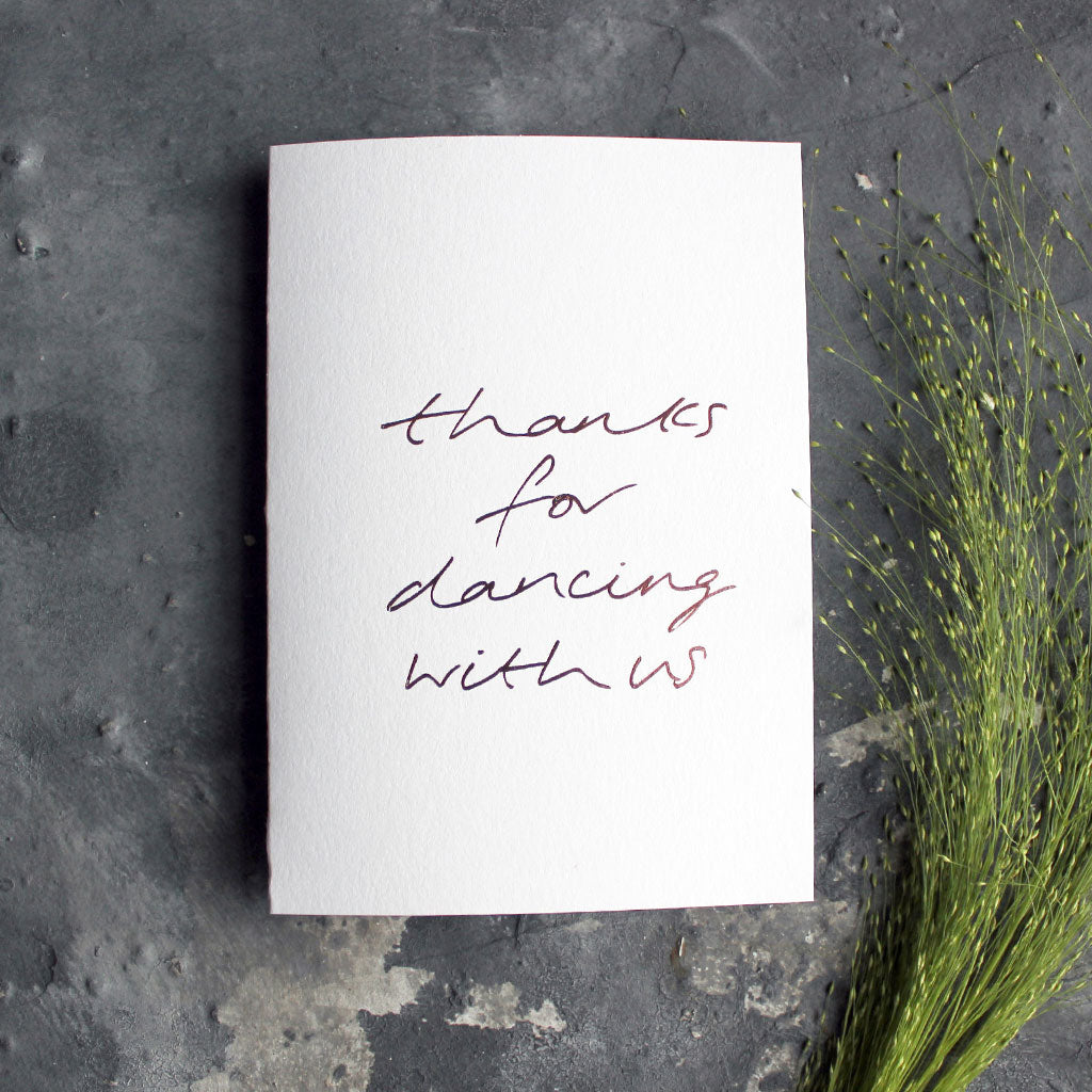 Thanks For Dancing With Us Thank You Card - Handmade Rose Gold Foil ...